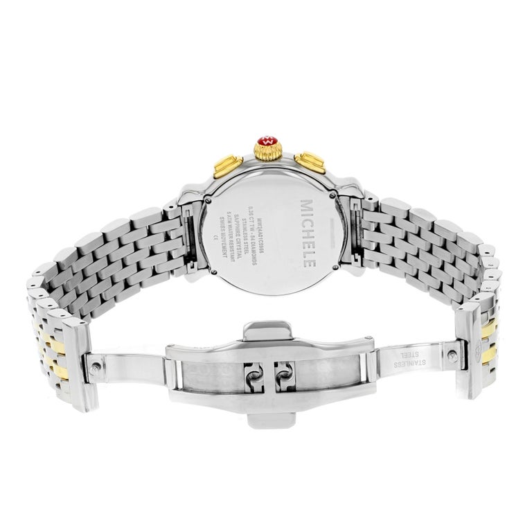 Michele Fluette White Dial Two-Tone Steel 0.36 Carat Ladies Watch ...