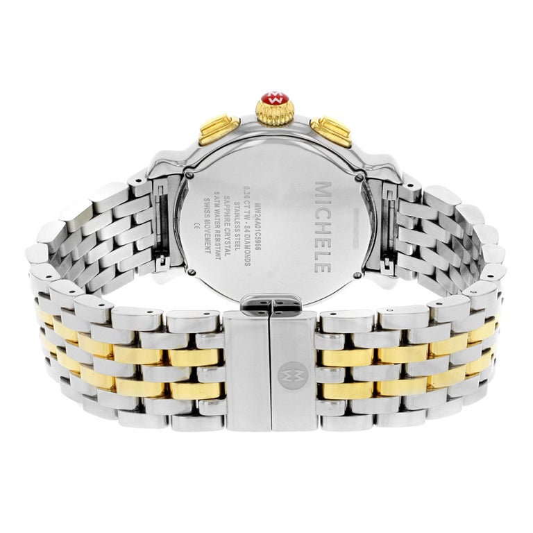 Michele Fluette White Dial Two-Tone Steel 0.36 Carat Ladies Watch ...