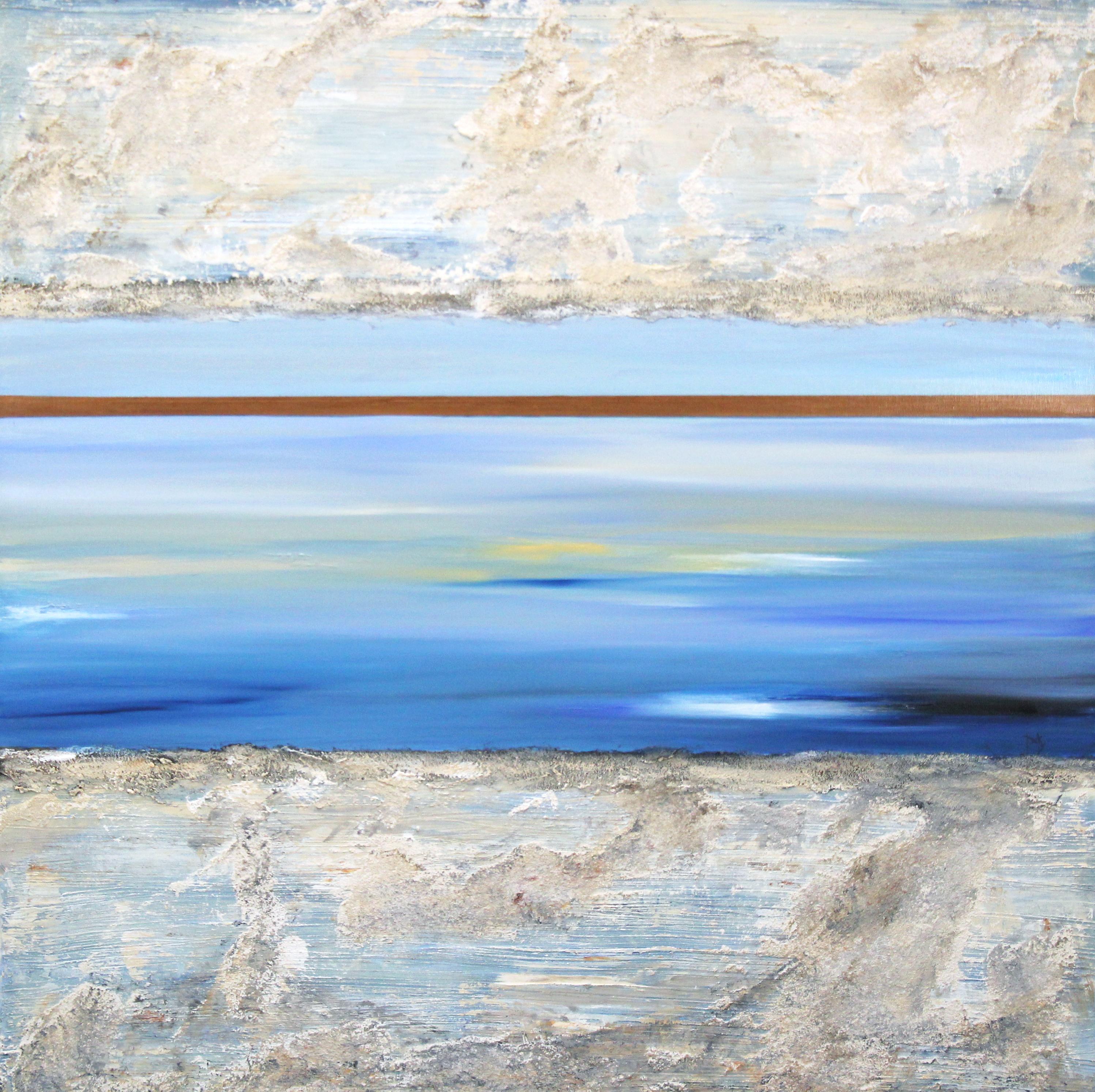 Robert Hite - Brother Brother (Abstract Painting of Homes in a Sienna ...