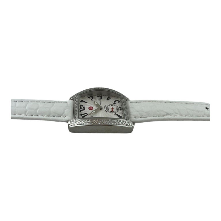 Michele Ladies Mini Urban Diamond Watch White Band Silver Dial For Sale ...