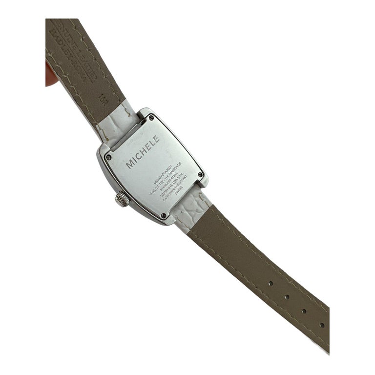 Michele Ladies Mini Urban Diamond Watch White Band Silver Dial For Sale ...
