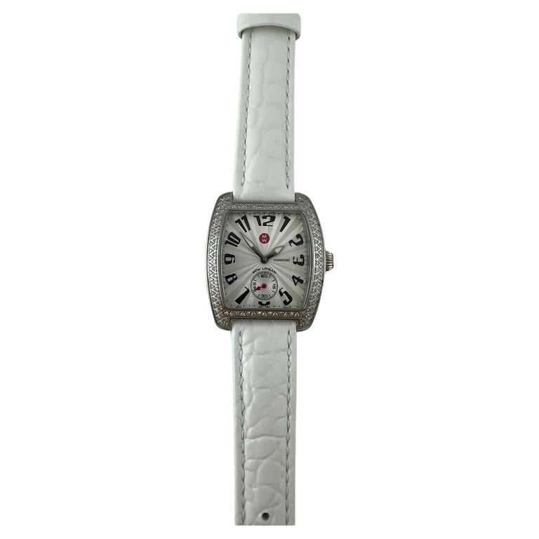 Michele Ladies Mini Urban Diamond Watch White Band Silver Dial For Sale ...