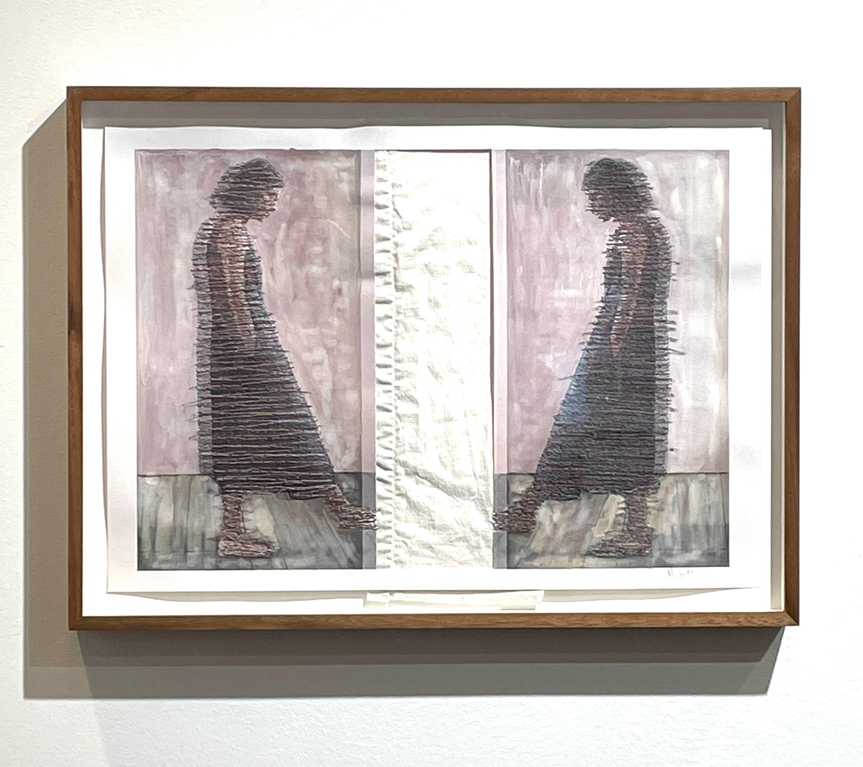 Michele Landel - Their 2 - contemporary embroidered photo transfer of ...