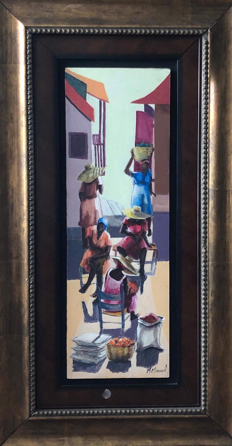 Michele Manuel - "Scene de Marche" Framed Acrylic on Masonite Painting ...