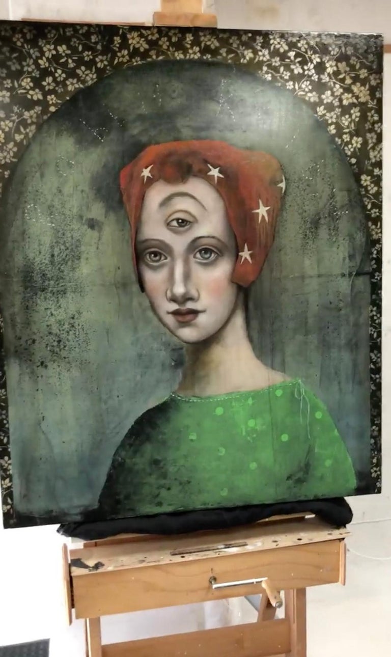 Michele Mikesell - "Rabbit Rabbit", Oil on canvas, mysterious and ...