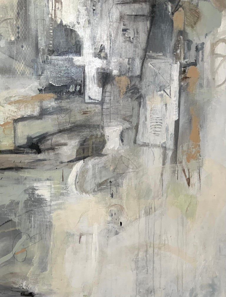 Large abstract painting neutral colors titled 'New York-Encroachment ...