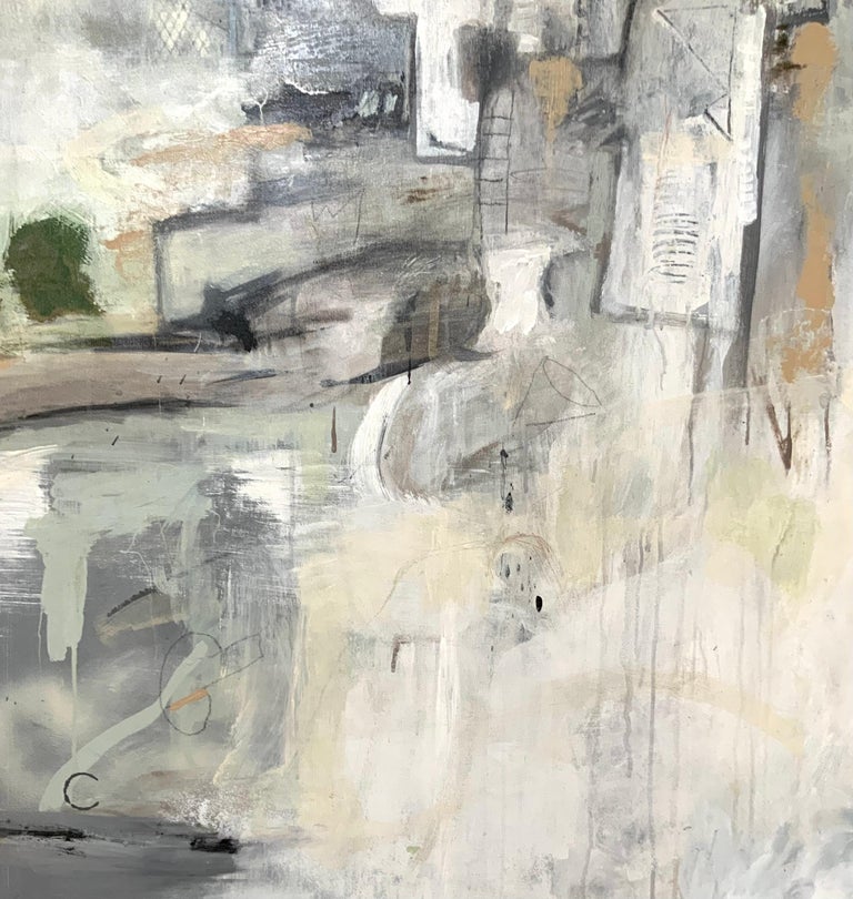 Large abstract painting neutral colors titled 'New York-Encroachment ...
