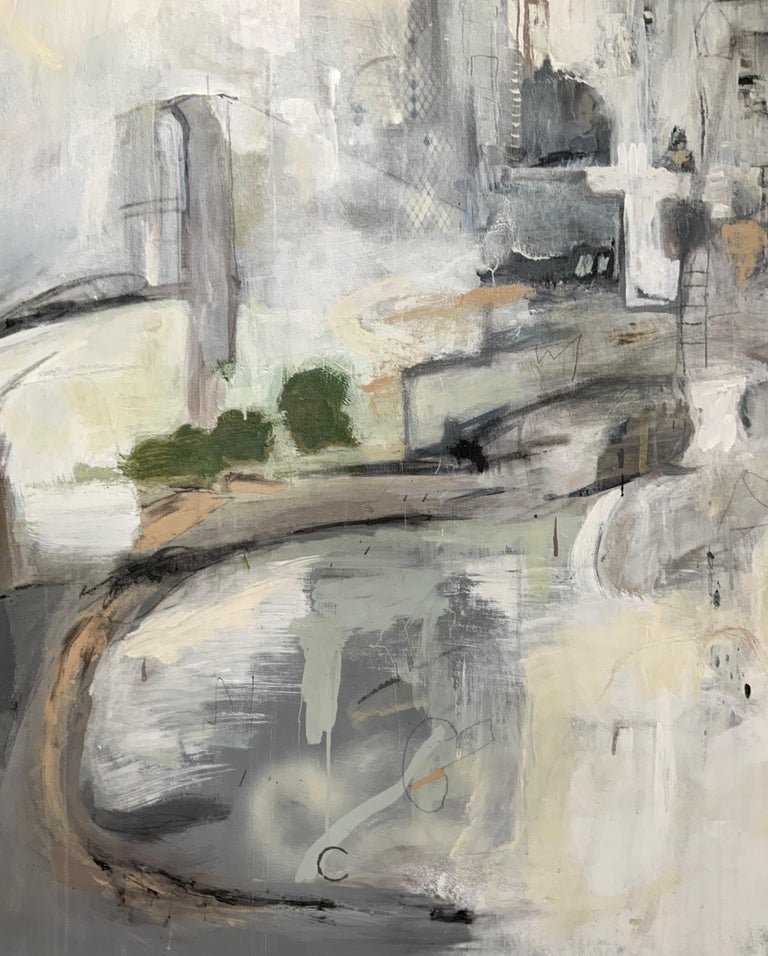 Large abstract painting neutral colors titled 'New York-Encroachment ...