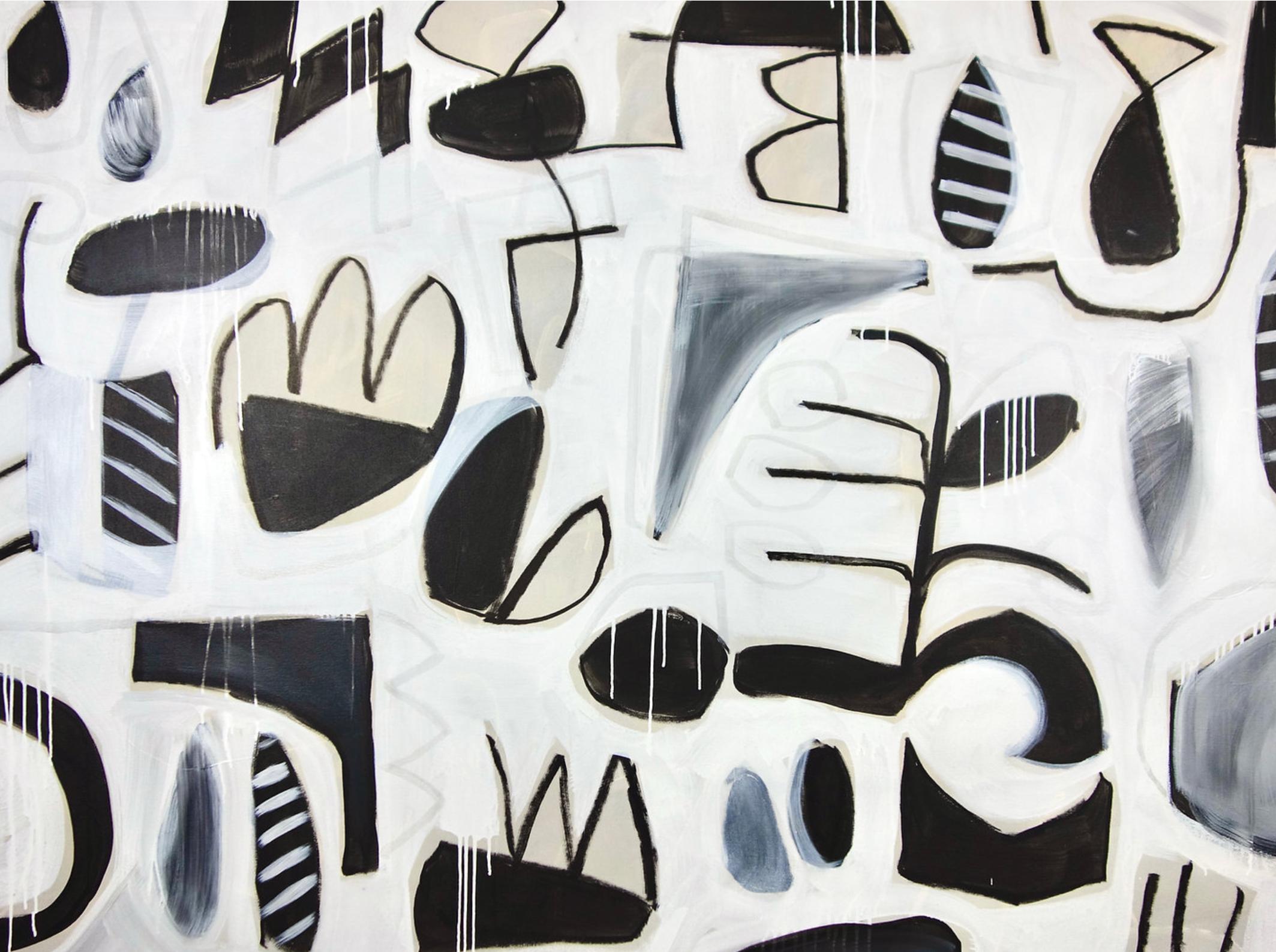 Michelle Louis - "Espirit" Abstract Painting -bold, creme, gray ...