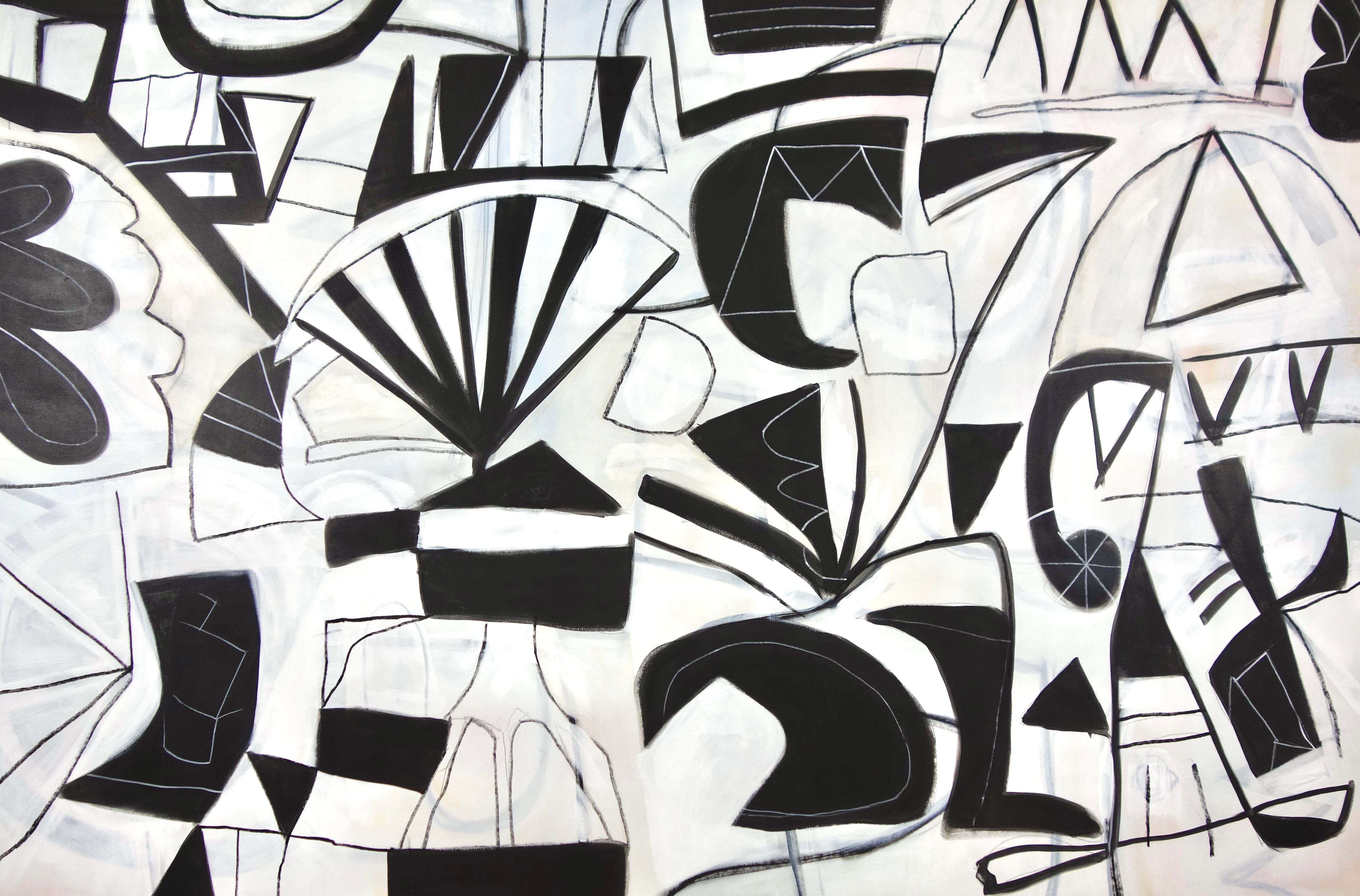 Michelle Louis - "Structure" Abstract Painting -bold, white, black ...