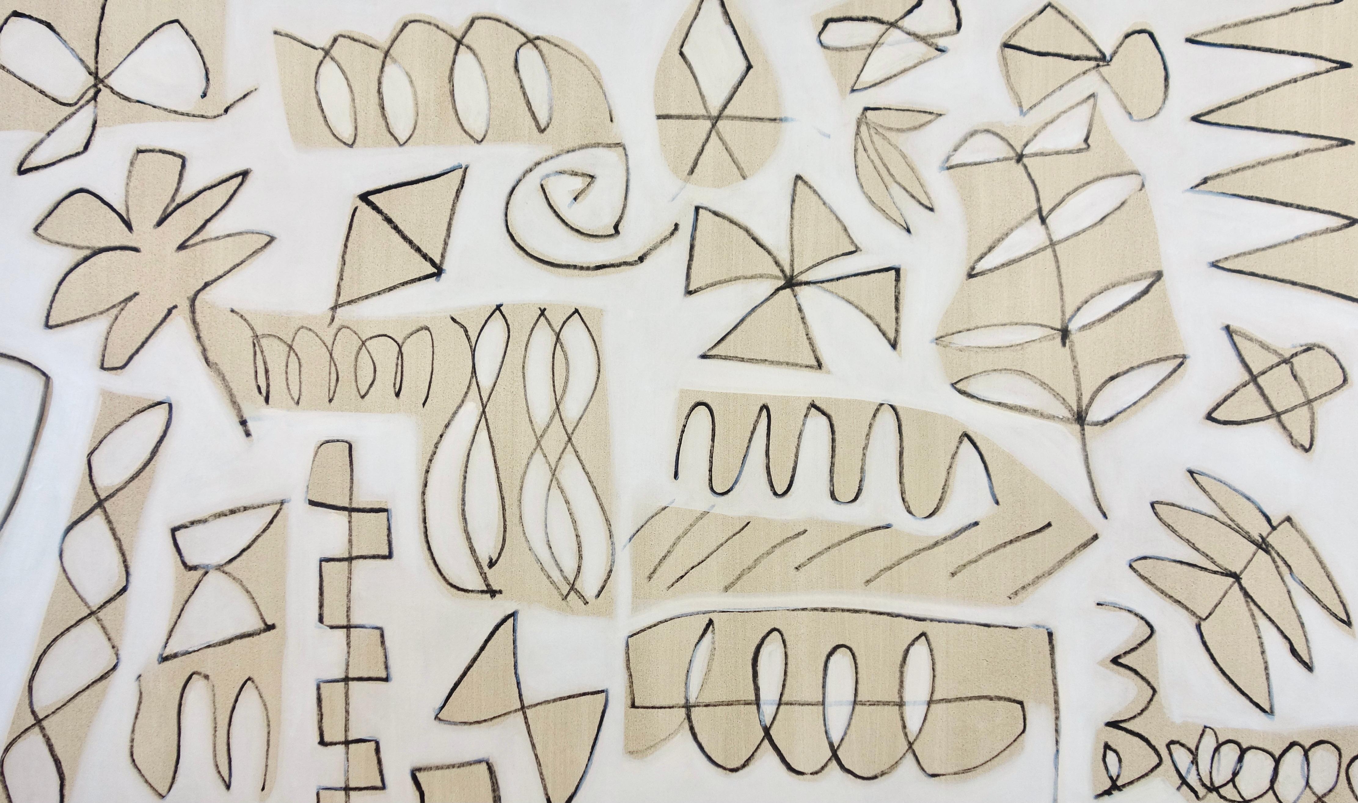 Michelle Louis - "Talk With Trees" Abstract Painting -bold, creme, teal ...