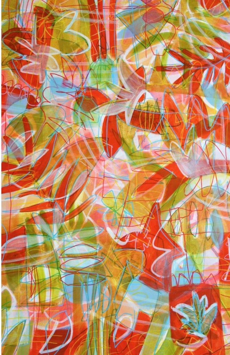 Michelle Louis - "Wild Blooms" Abstract Painting -bold, red, blue ...