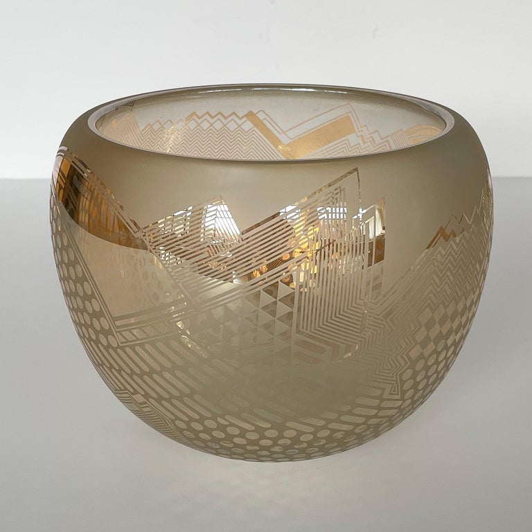 Michelle Schoen / Bob Toensing Frosted and Gold Mirrored Glass Bowl at ...