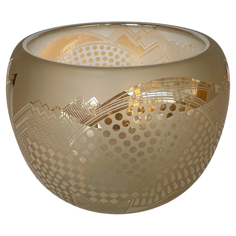 Michelle Schoen / Bob Toensing Frosted and Gold Mirrored Glass Bowl at ...