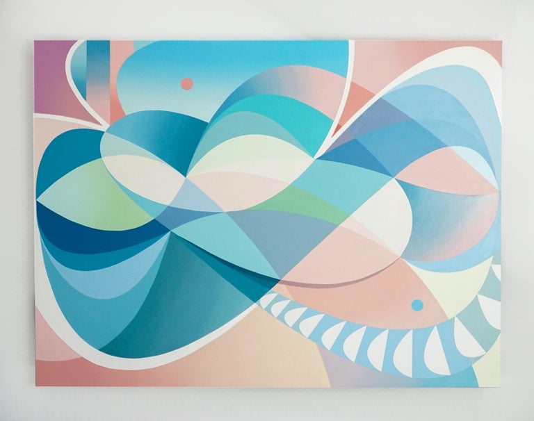 Michelle Weddle - TECTONIC - Abstract Neutral Curvilinear Painting w ...