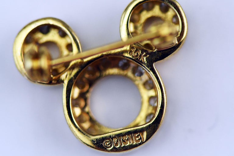 Mickey Mouse 10 Karat Gold and 30 Diamonds Pin Pendant Disney Company ...