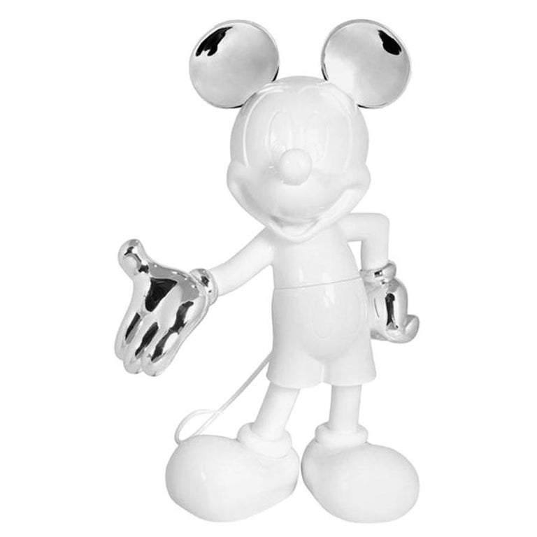 In stock in Los Angeles, Mickey Mouse Glossy White/Silver Pop Sculpture ...