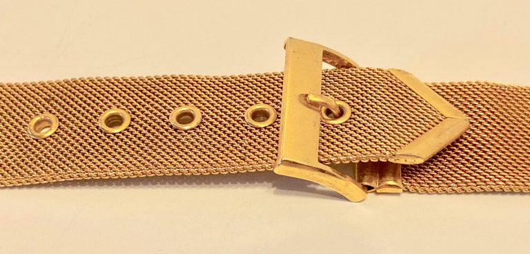 Micro Gold Hardware Mesh 'Buckle' Style Adjustable Watch Strap For Sale ...