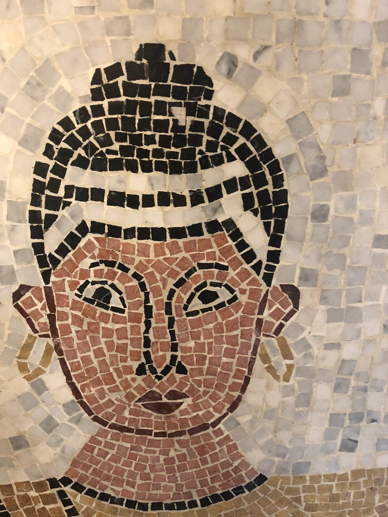 Micro Mosaic Tile Wall Plaque or Table Top of a Seated Woman in Wood ...