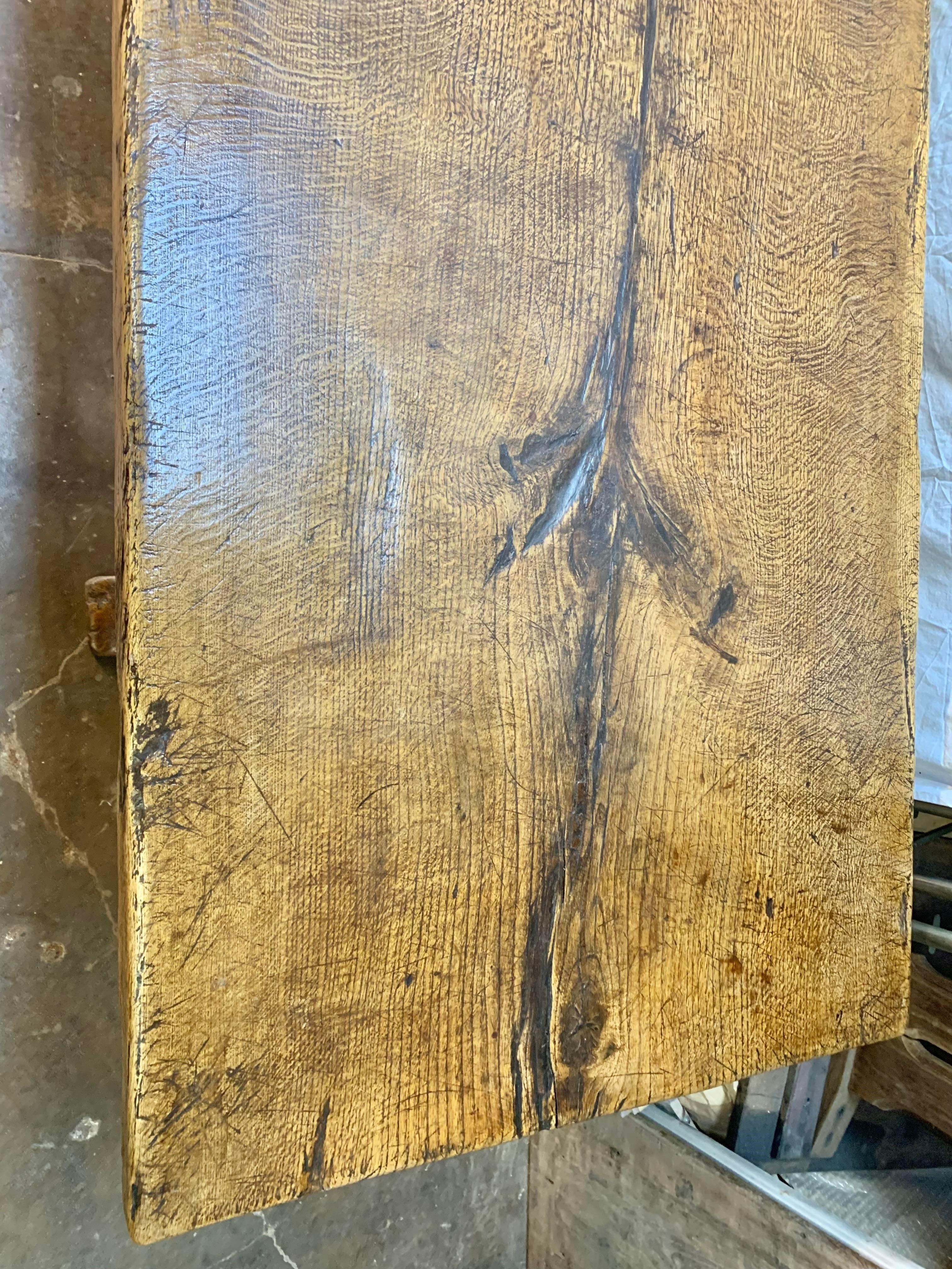 Mid 1800s French Walnut Single Plank Monastery Table For Sale at 1stDibs