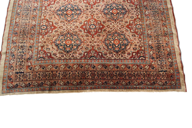Mid 1800's Rare Antique Silk Heriz Rug Masterpiece 5x6 Tapestry 1860 ...