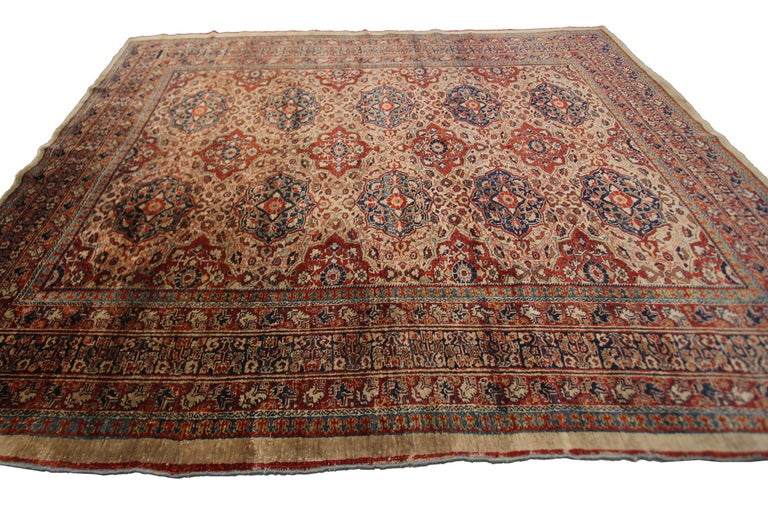 Mid 1800's Rare Antique Silk Heriz Rug Masterpiece 5x6 Tapestry 1860 ...