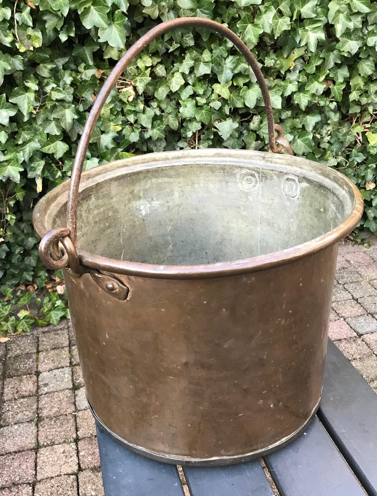 Mid-1800s Sizeable and Decorative Handcrafted Copper Firewood Bucket ...