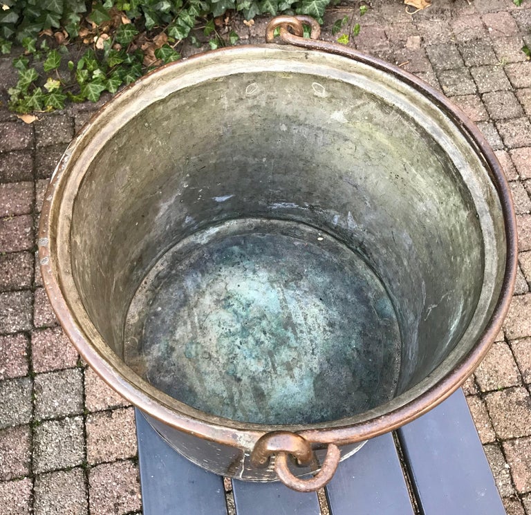 Mid-1800s Sizeable and Decorative Handcrafted Copper Firewood Bucket ...