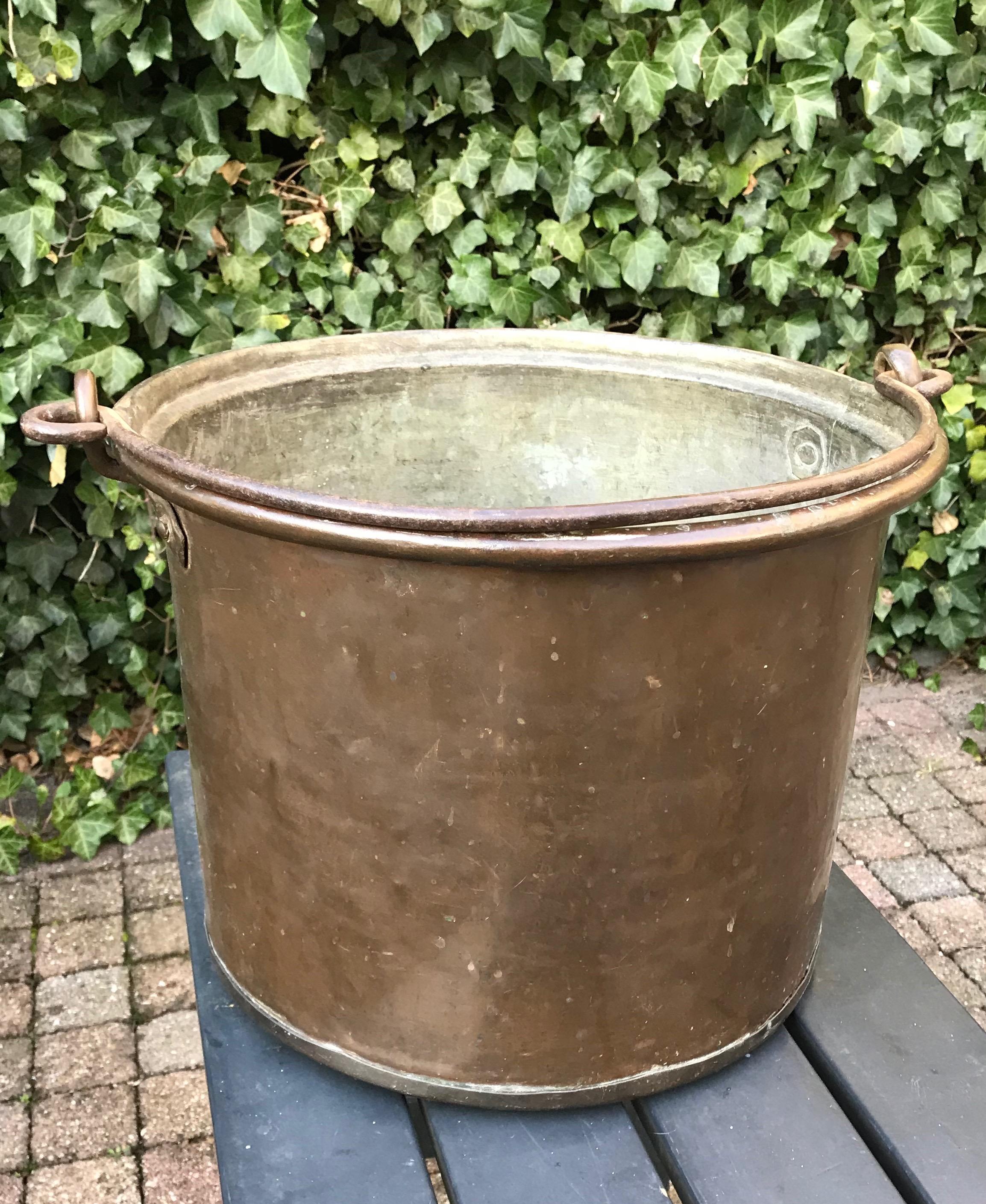 Mid-1800s Sizeable and Decorative Handcrafted Copper Firewood Bucket ...