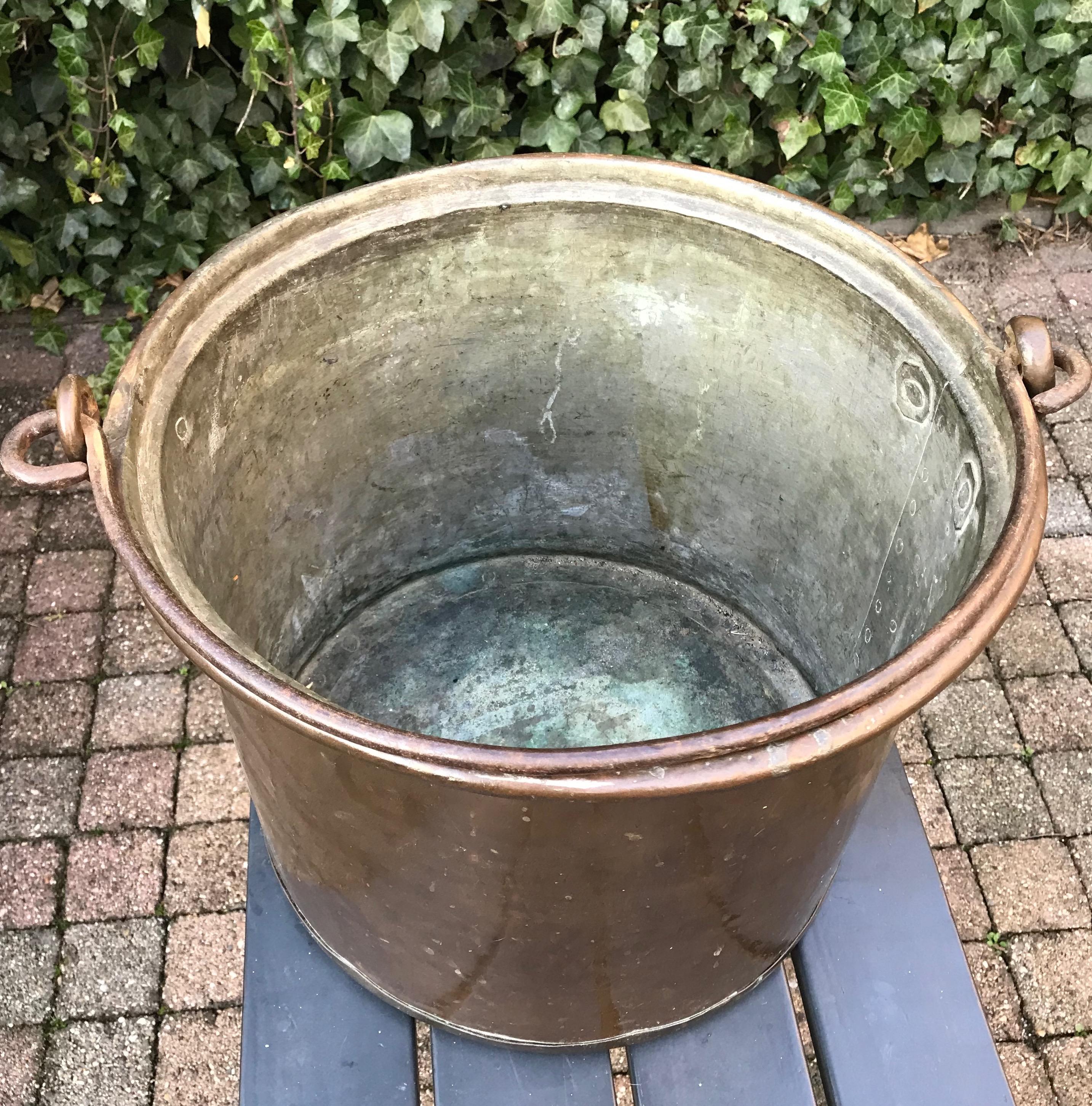Mid-1800s Sizeable and Decorative Handcrafted Copper Firewood Bucket ...