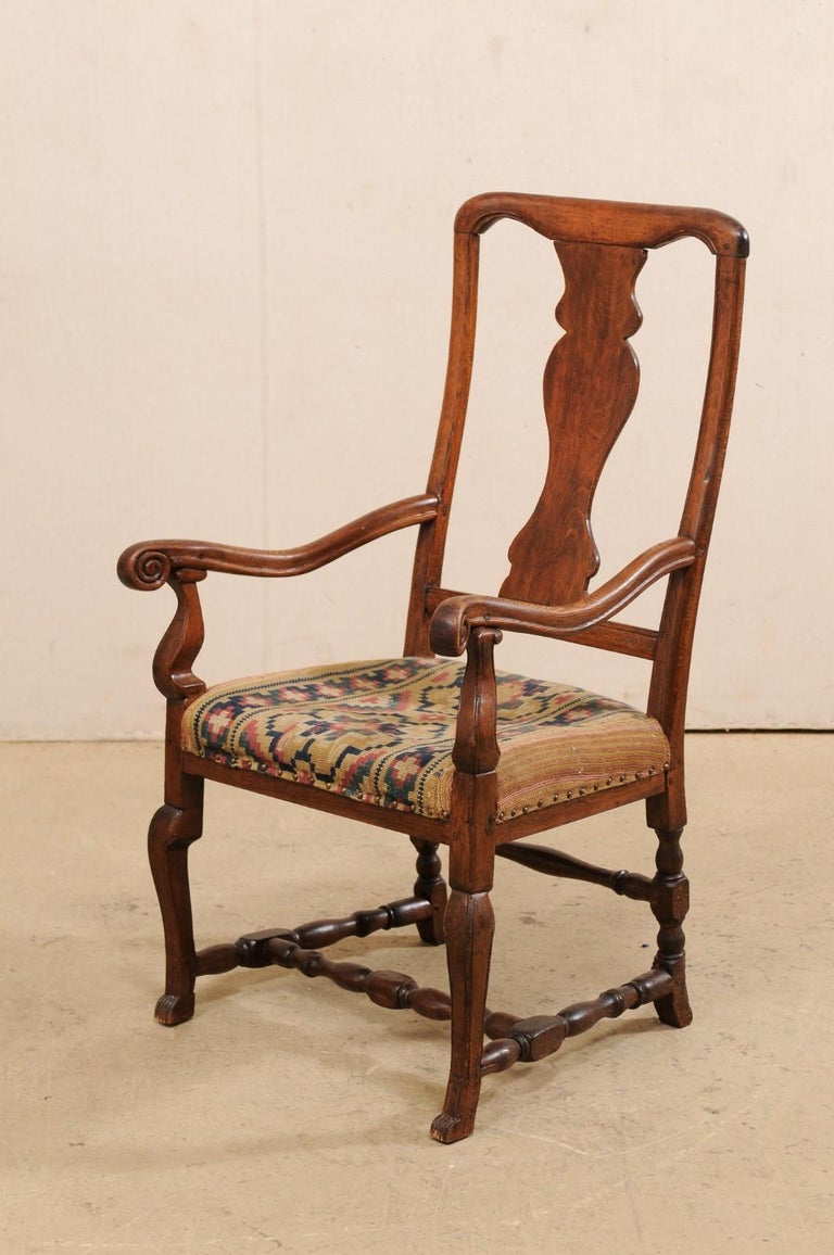 Swedish Period Rococo Armchair with Handwoven Allmoge Textile Seat For ...