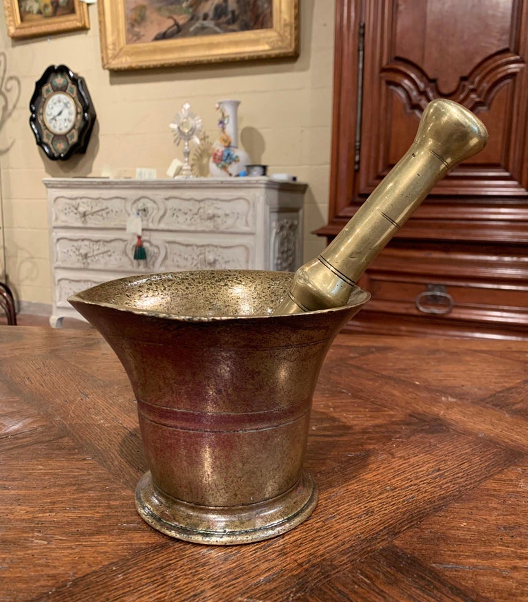 Mid-18th Century French Carved Patinated Bronze Mortar with Pestle at ...