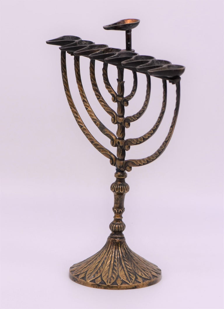 Mid-18th Century Italian Bronze Hanukkah Lamp Menorah For Sale at 1stDibs