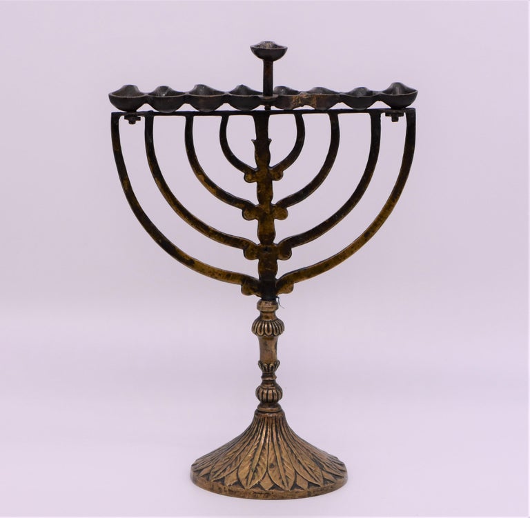 Mid-18th Century Italian Bronze Hanukkah Lamp Menorah For Sale at 1stDibs