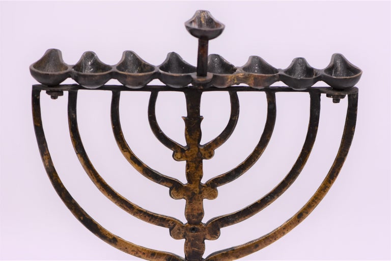Mid-18th Century Italian Bronze Hanukkah Lamp Menorah For Sale at 1stDibs