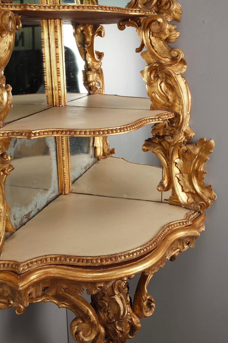 Mid-18th Century Italian Rococo Giltwood Corner Console at 1stDibs