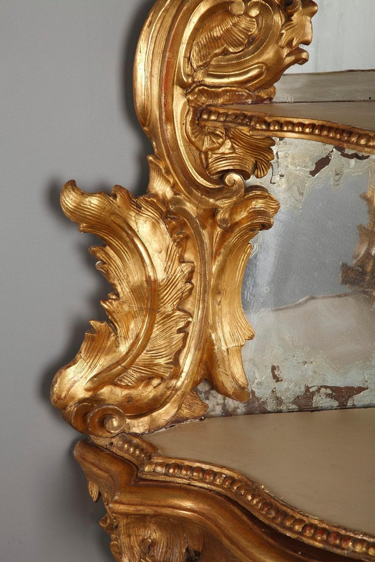 Mid-18th Century Italian Rococo Giltwood Corner Console at 1stDibs
