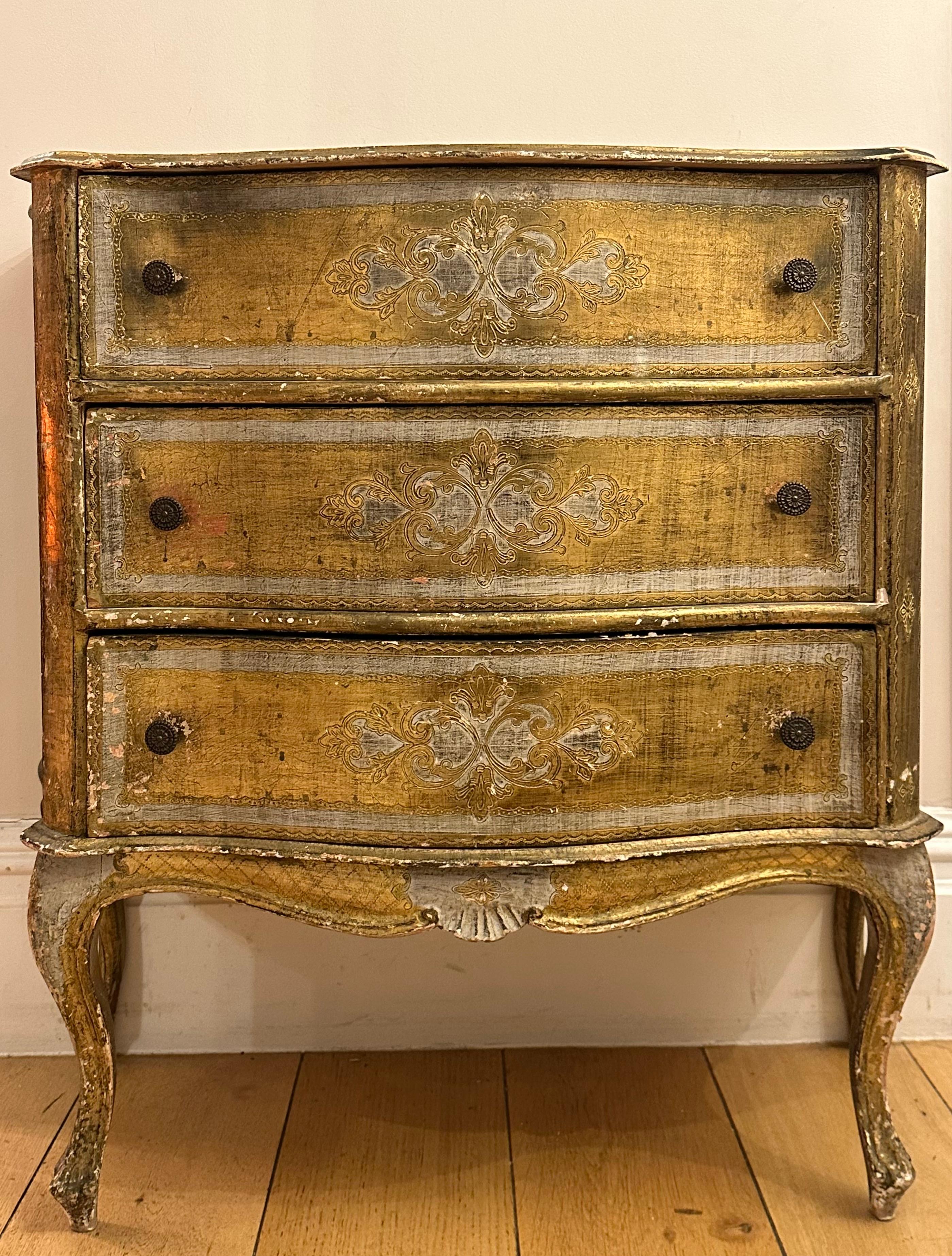 Mid 18th Century Rococo Venetian Gilt and Painted Three-Drawer Commode ...