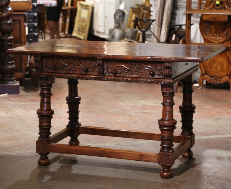 Mid-18th Century Spanish Louis XIII Carved Walnut Library Console Table ...