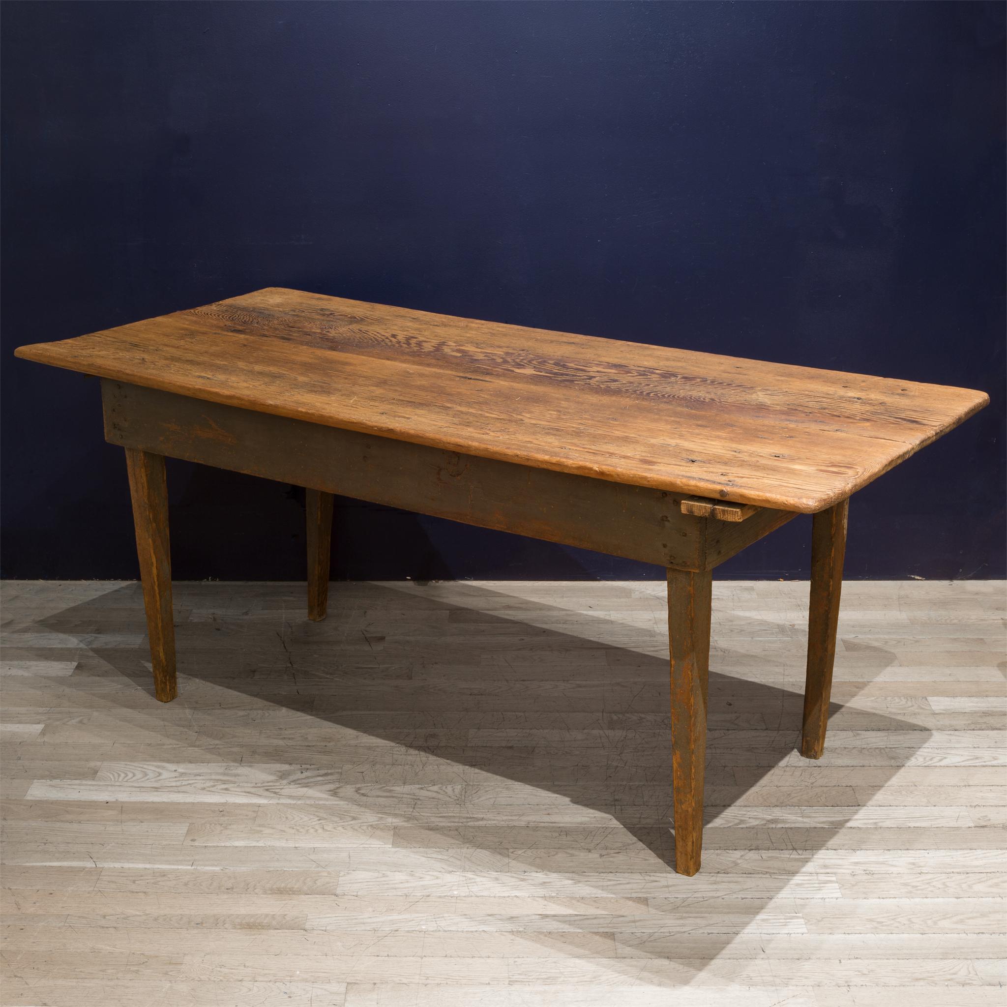 Mid-19th Century Primitive Two Plank Scrubbed Farmhouse Table, circa ...