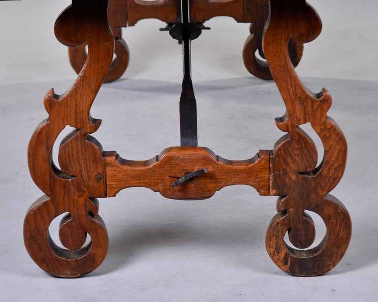 Mid-19th Century Spanish Rustic Dark Oak Dining Table with Iron ...