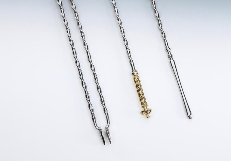 Mid - 19th Century Antique Set of Long Steel Fire Tools For Sale at 1stDibs