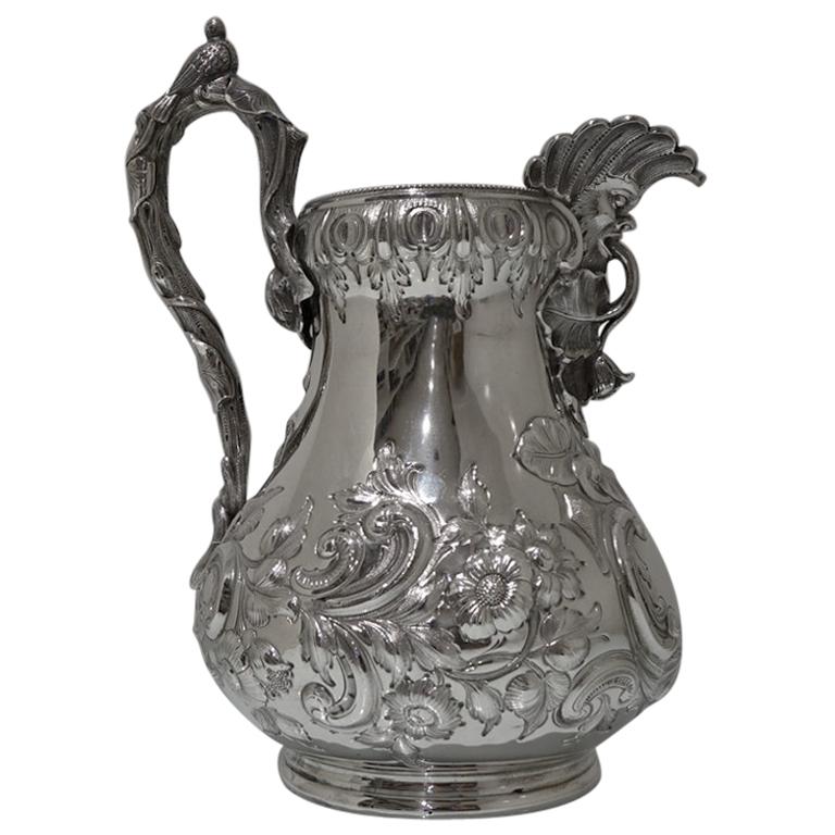 Mid-19th Century Antique Sterling Silver American Wine Pitcher ...