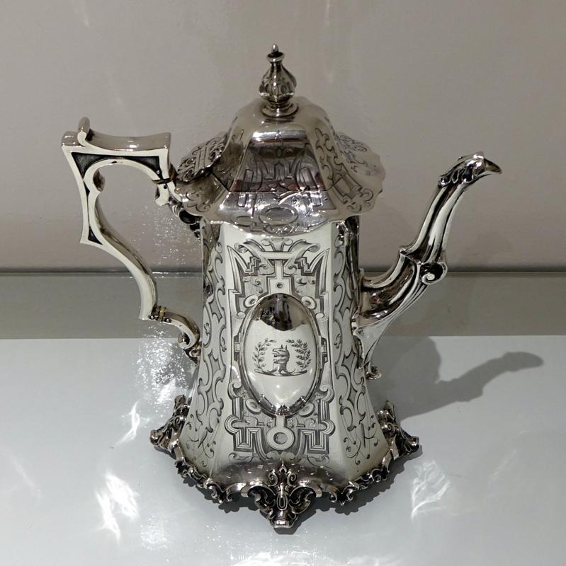 Mid-19th Century Antique Victorian Sterling Silver Four-Piece Tea and ...