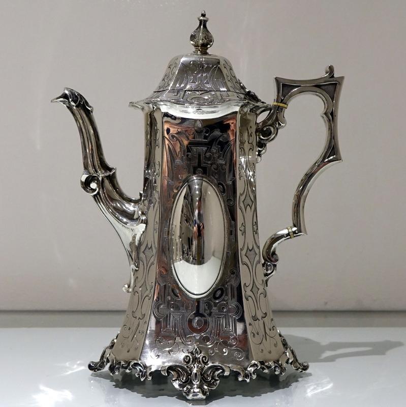 Mid-19th Century Antique Victorian Sterling Silver Four-Piece Tea and ...
