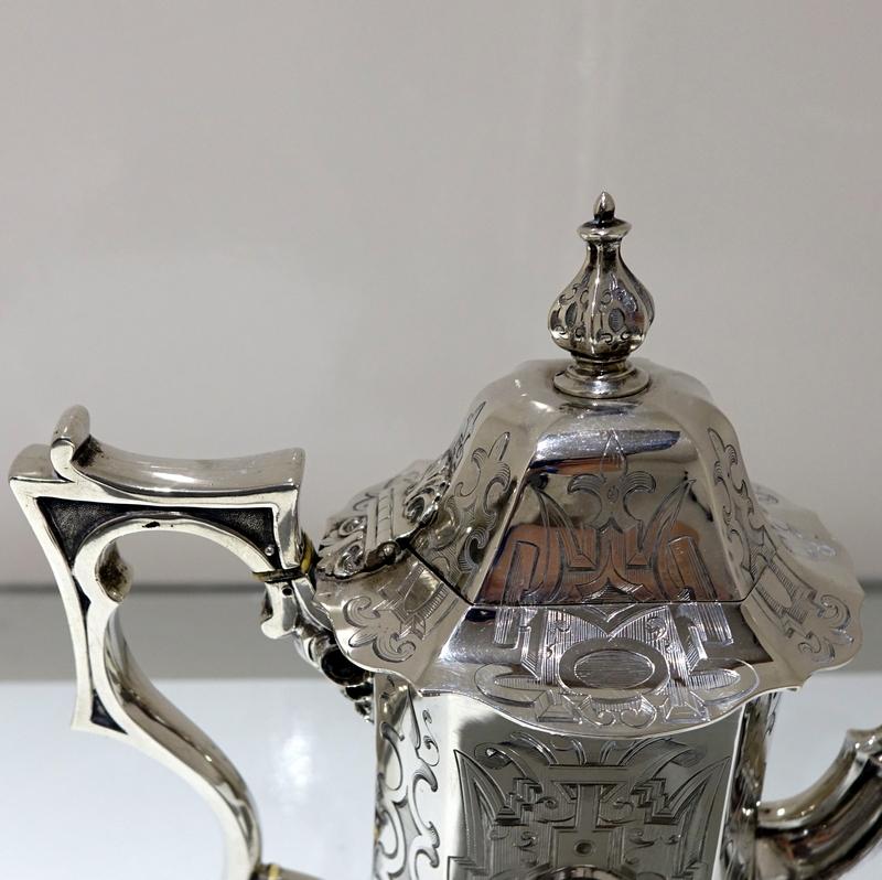 Mid-19th Century Antique Victorian Sterling Silver Four-Piece Tea and ...