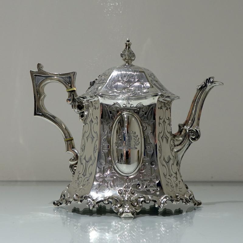 Mid-19th Century Antique Victorian Sterling Silver Four-Piece Tea and ...