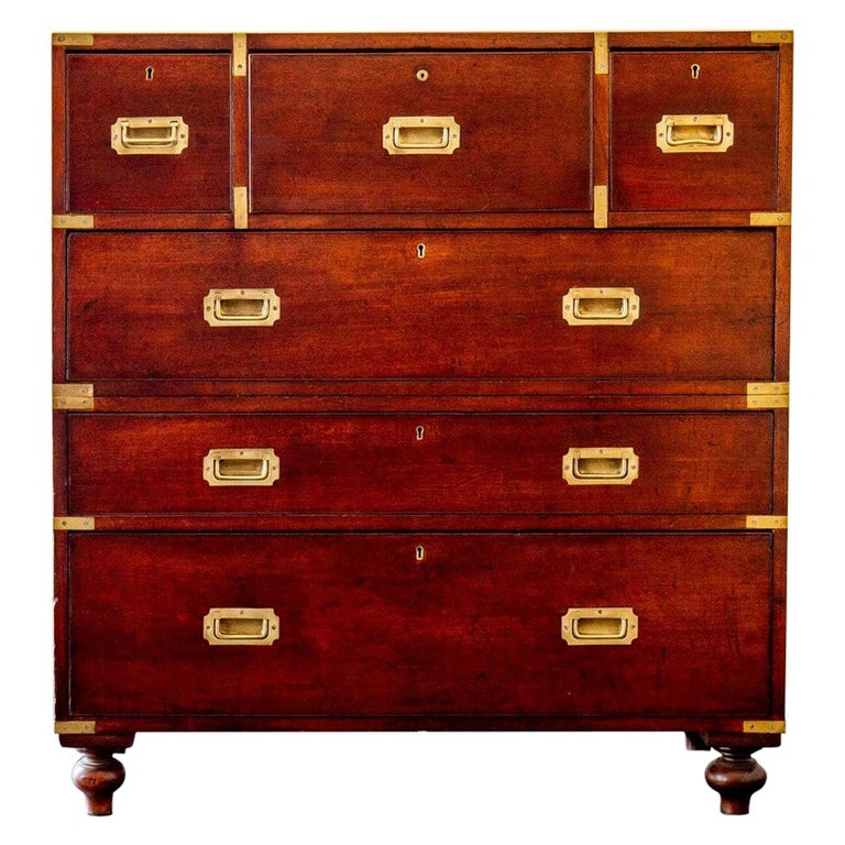 Mid 19th Century Campaign Secretaire Chest at 1stDibs