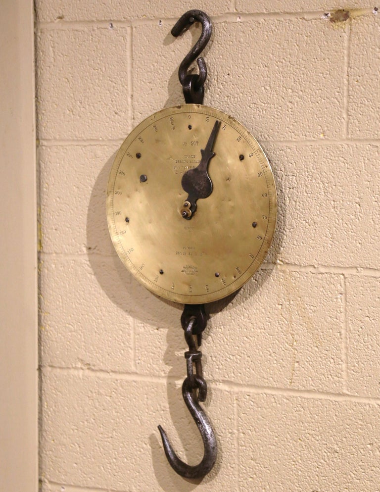 Mid-19th Century English Iron and Copper Hanging Trade Spring Balance ...