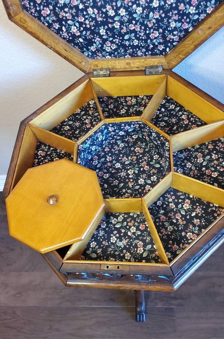 Mid 19th Century English Victorian Octagon Sewing Table For Sale at 1stDibs